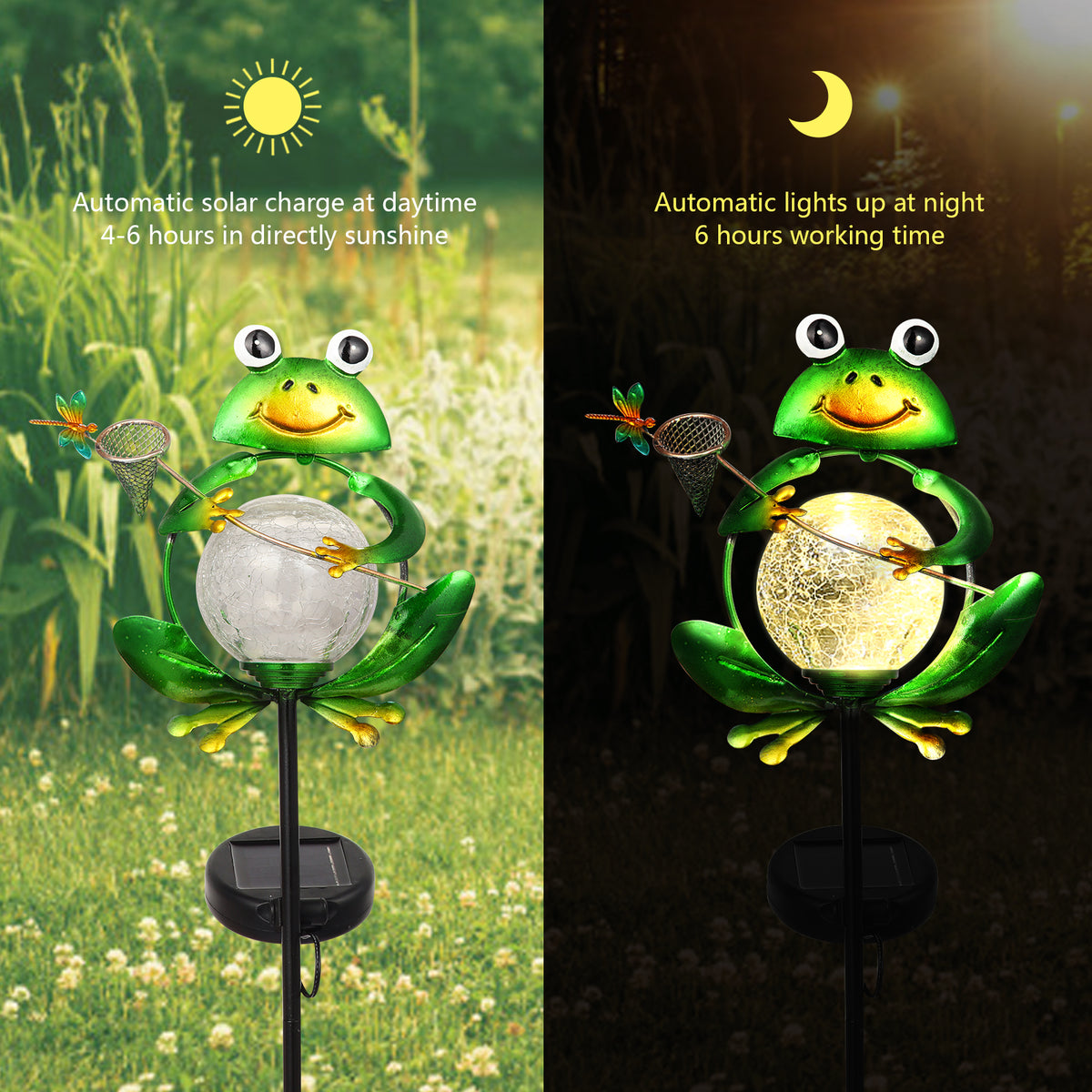 XIFEINIU Garden Solar Lights Outdoor Decorative, Waterproof Frog Crack